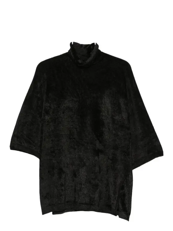 SEMICOUTURE Short-sleeved Knit Top - Black