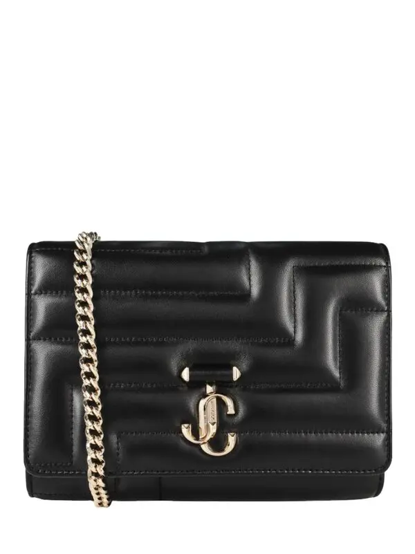 JIMMY CHOO Logo Quilted Shoulder Bag - Black