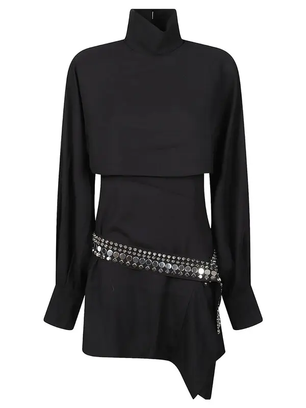 IRO PARIS Studded Layered-detail Midi Dress - Black