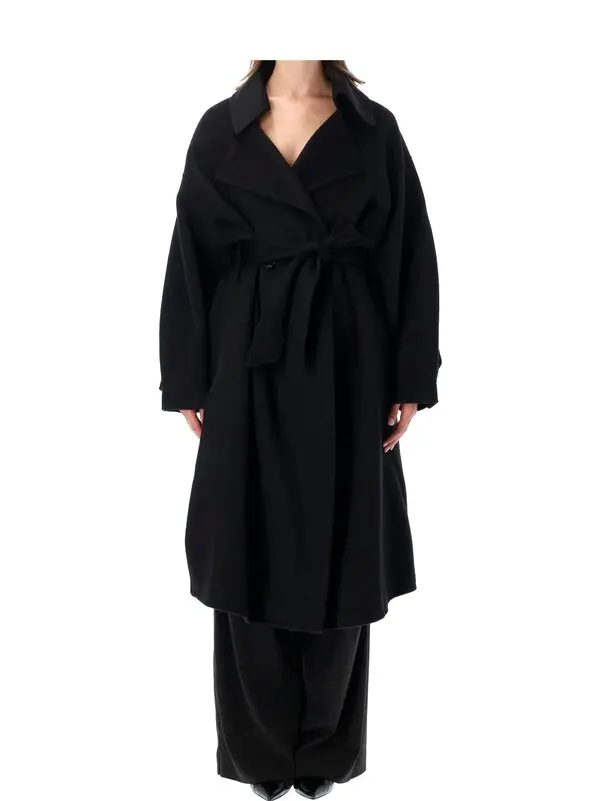 THE FRANKIE SHOP Belted Double-breasted Coat - Black