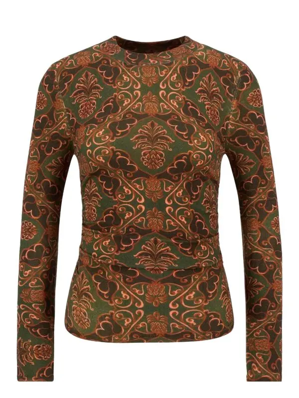 Barbour Long-sleeved T-shirt With All-over Graphic Pattern - Pineapple