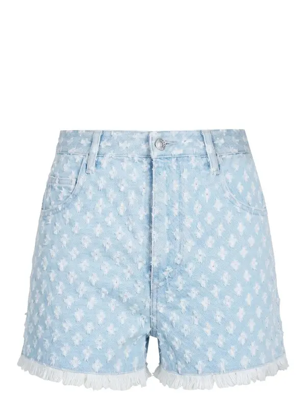 Isabel Marant Étoile Distressed Light Wash Denim Shorts With Fringe Hem - Blue