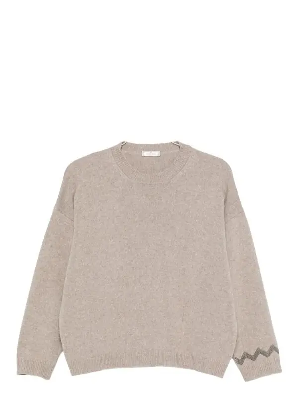 PANICALE Drop-shoulder Embellished Sweater - Nude
