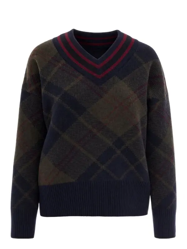 Barbour Shae V-neck Tartan Jumper - No
