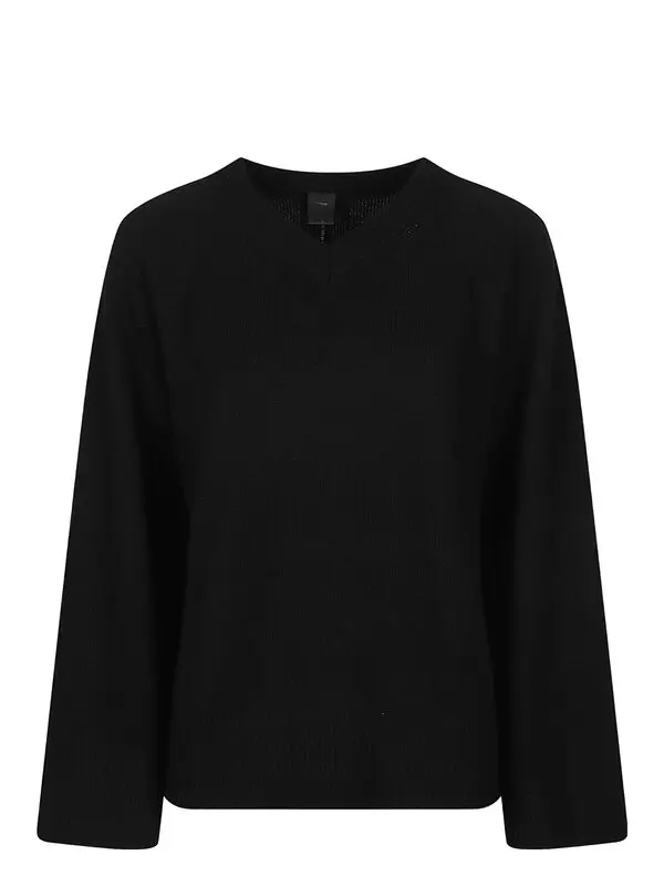 Pinko Long Sleeve V-neck Sweater - Black