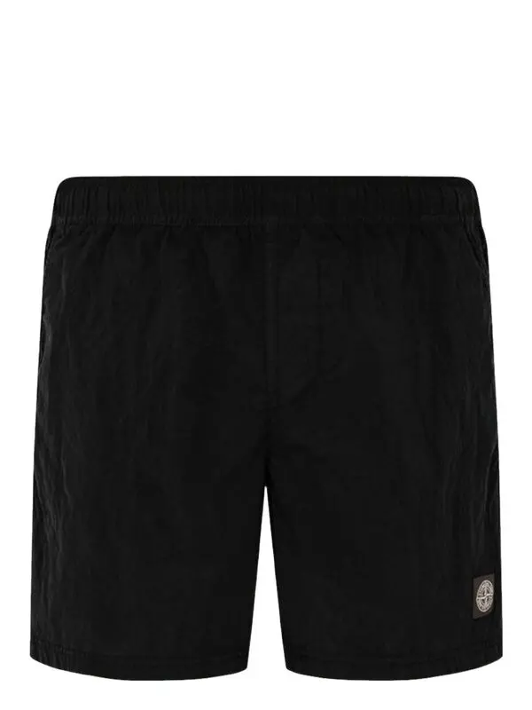 Stone Island Logo Embroidered Swimming Trunks - Black