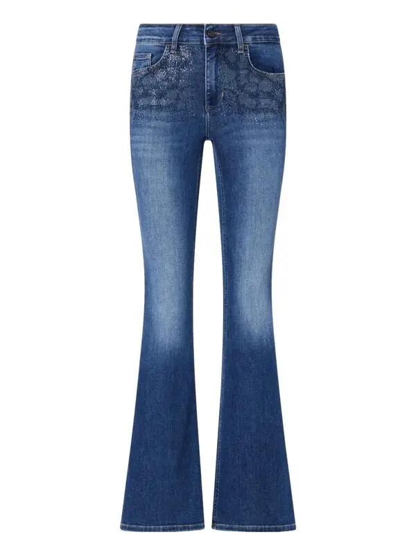 Liu Jo Bootcut Jeans With Rhinestone Embellishments - Blue