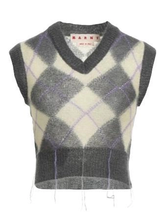 Marni V-neck Knitted Sleeveless Top - Grey