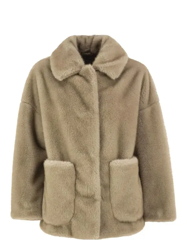 Herno Faux Fur Aviator Jacket - Beige