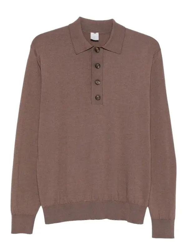 Eleventy Long-sleeve Polo Shirt - Brown