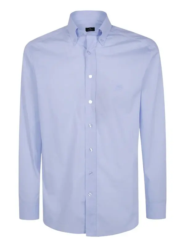 Etro Roma Logo Button-down Shirt - Light Blue