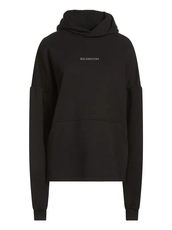 Balenciaga Hooded Track Jacket With Crystal Embellishments - Black