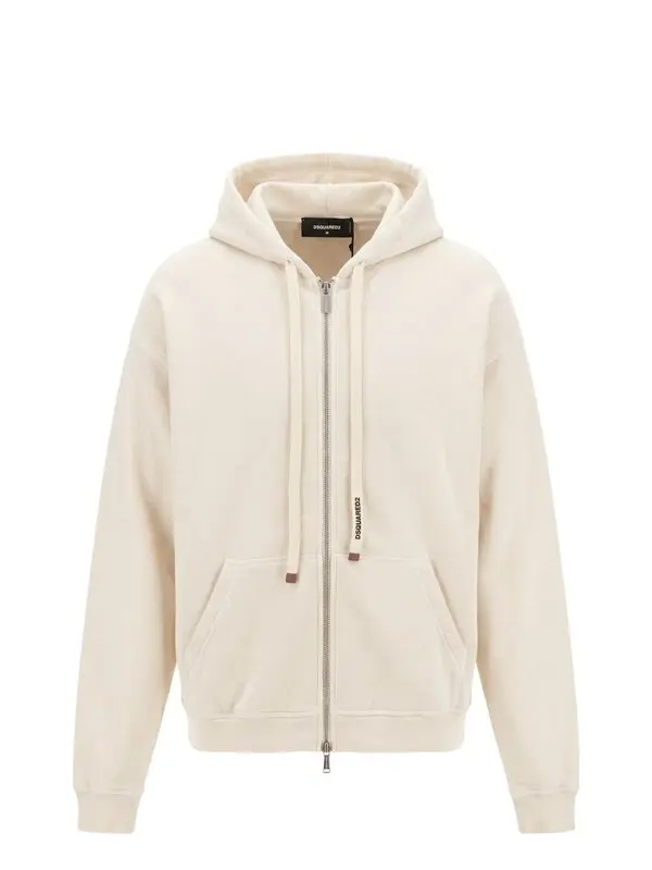 Dsquared2 Relaxed Fit Zip Hoodie - Ivory