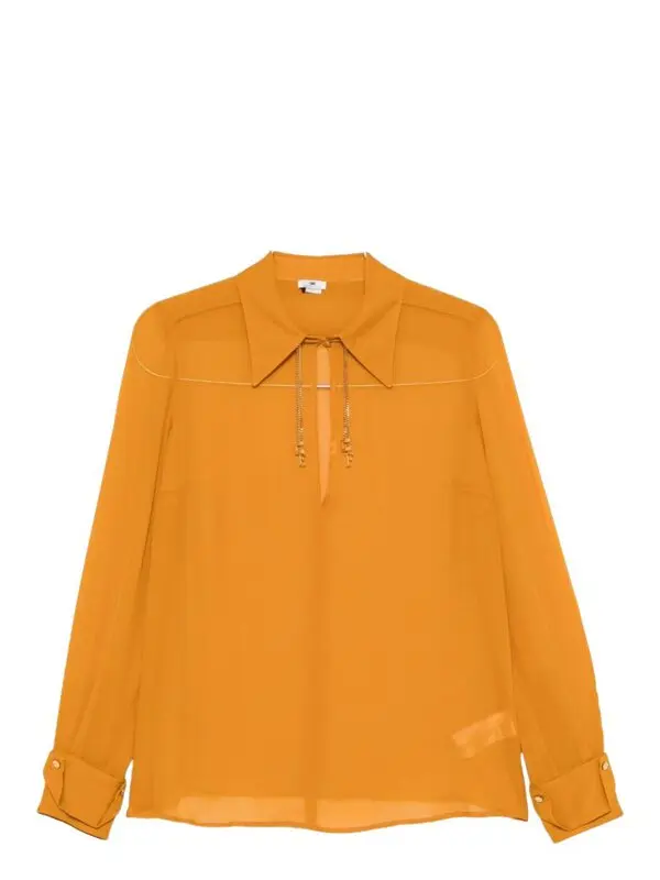 Elisabetta Franchi Charm-embellished Cut-out Blouse - Orange