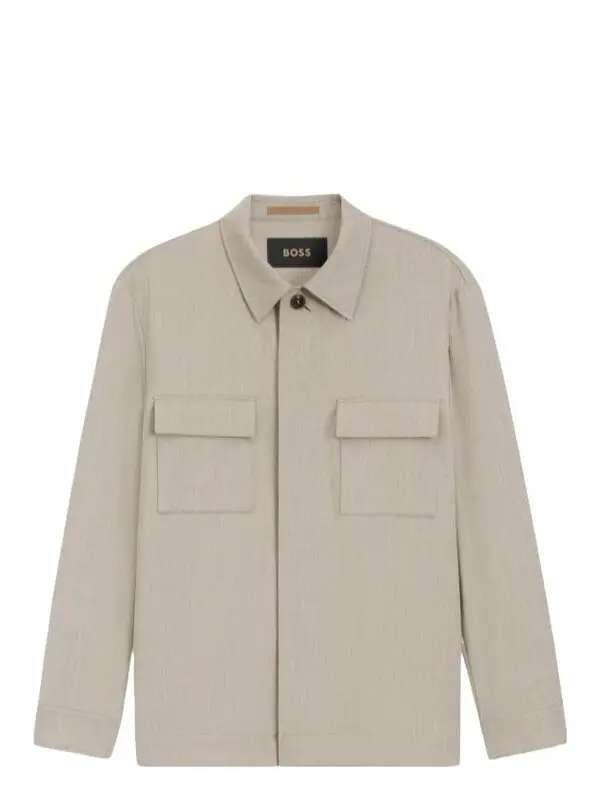 Hugo Boss Relaxed-fit Overshirt In A Wool Blend - Light Beige