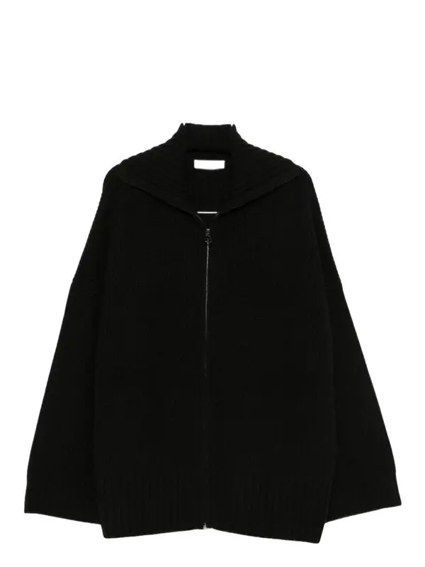 THE FRANKIE SHOP Ribbed-knit Zip-up Cardigan - Black