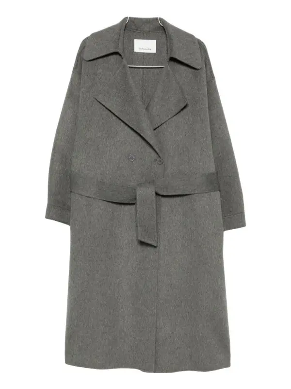 THE FRANKIE SHOP Double-breasted Belted Coat - Grey