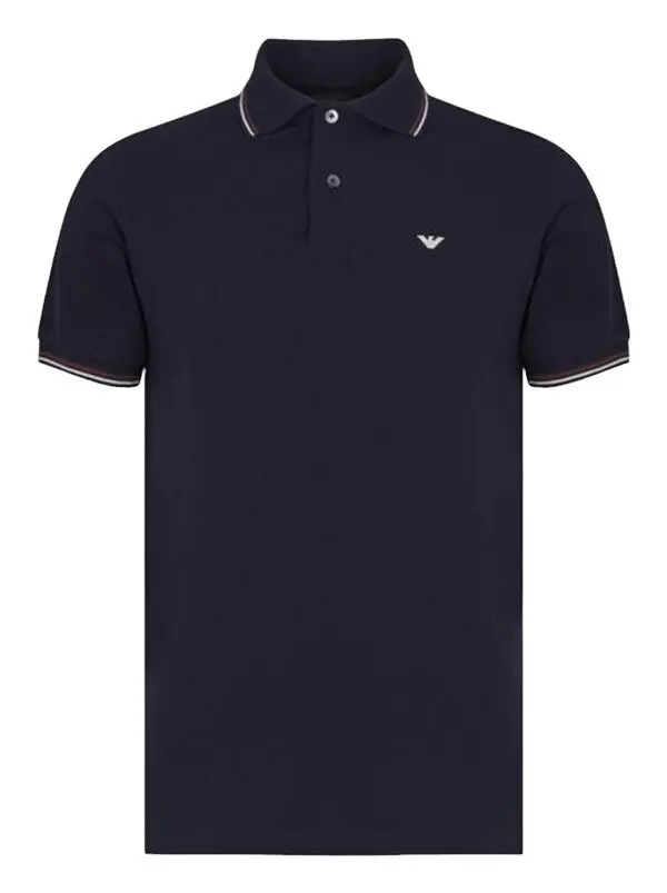 Emporio Armani Navy Blue Logo Polo Shirt - Black