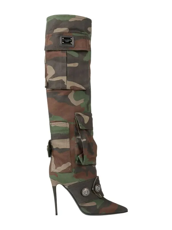 Dolce & Gabbana Camouflage High-heeled Boots - Green