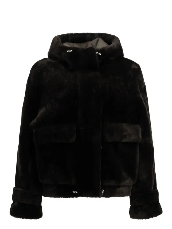 BLANCHA Hooded Fur Jacket - Brown