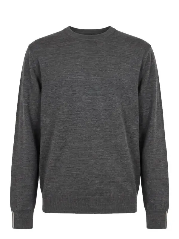 Peserico Crew Neck Long Sleeve Knit Top With Ribbed Trim - No