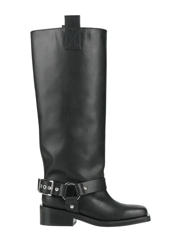 GANNI Riding Boots With Buckle Detail - Black