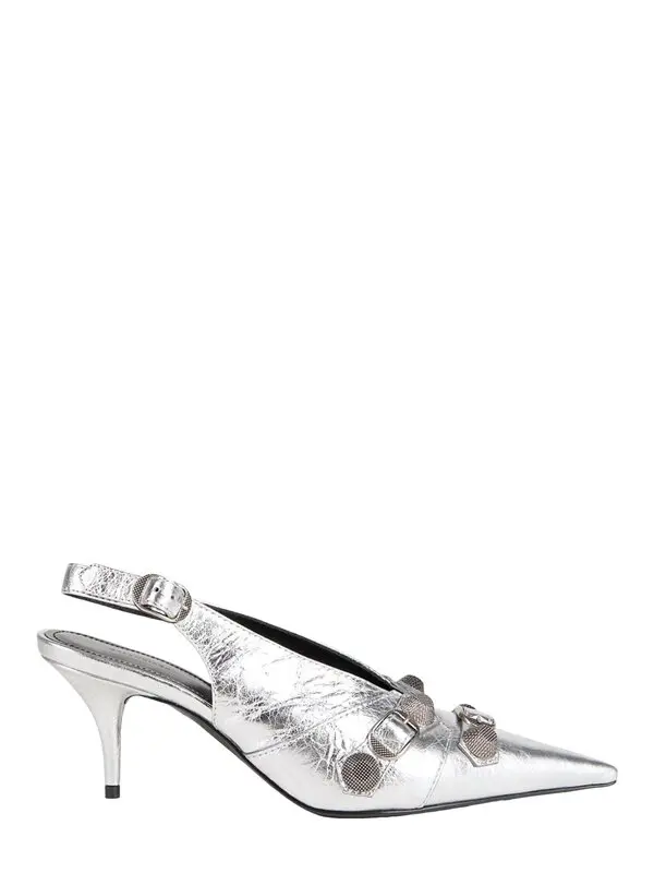 Balenciaga Metallic Pointed-toe Slingback Heels - Silver