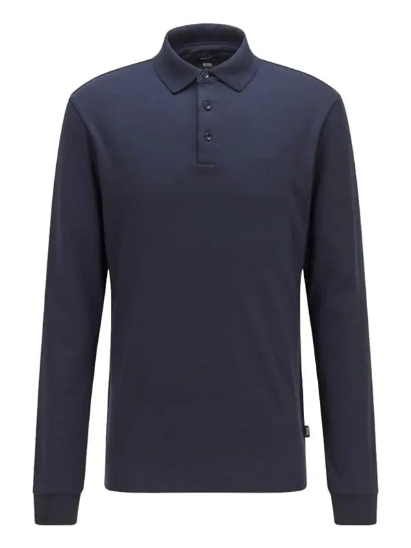 Hugo Boss Navy Blue Long-sleeved Polo Shirt - Black