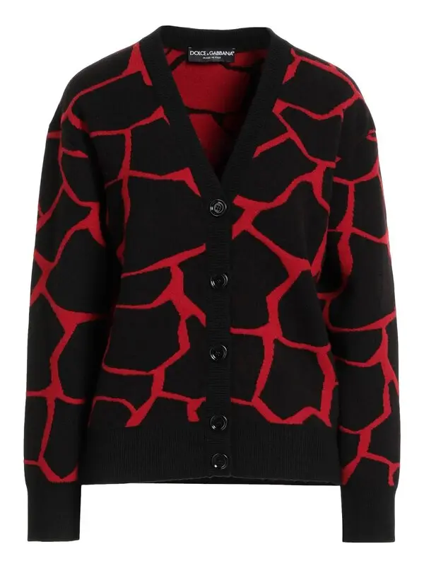 Dolce & Gabbana Two-tone Printed Cardigan - Black