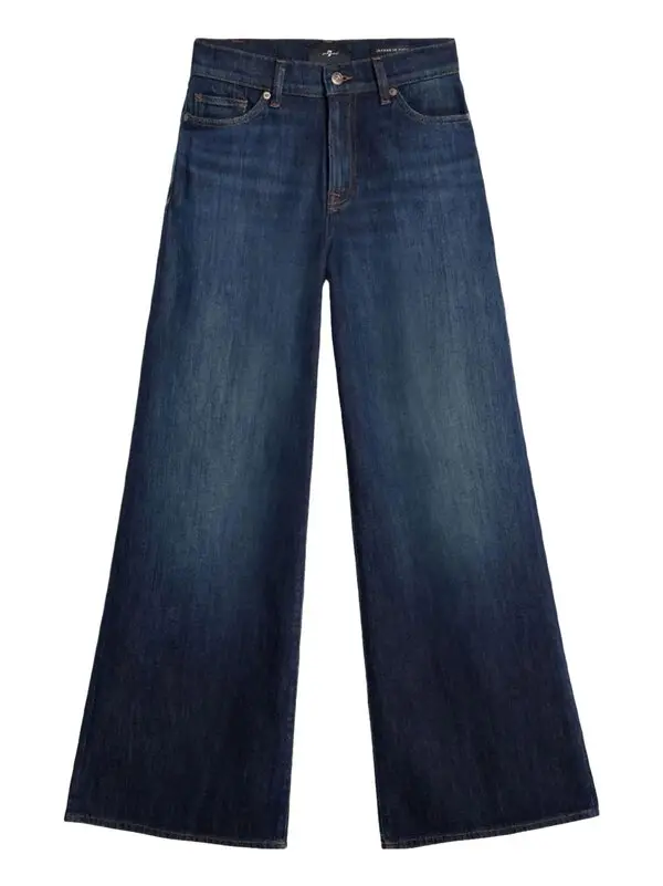 7 For All Mankind Wide-leg Jeans With Whiskering - Blue