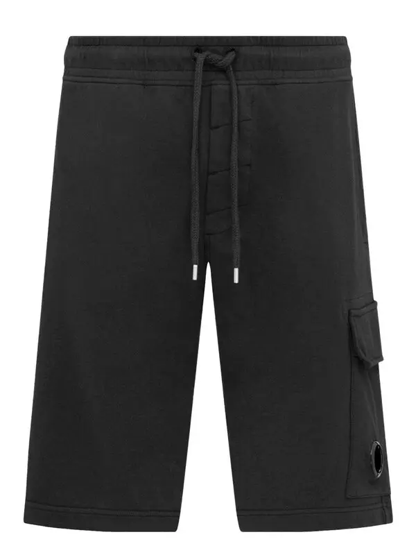 C.P. COMPANY Micro Lens Fleece Cargo Shorts - Black