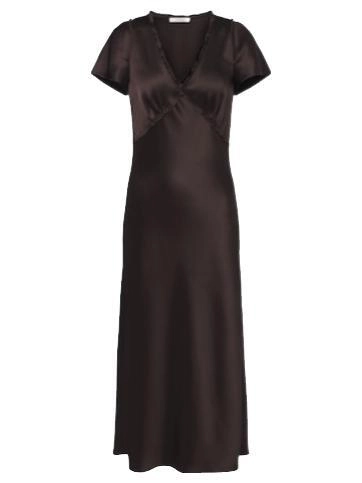 Dorothee Schumacher Shiny Satin Midi Dress - Brown
