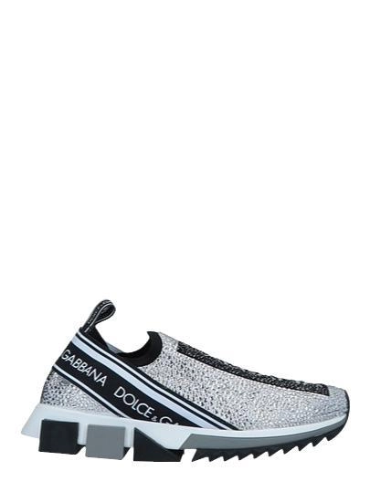Dolce & Gabbana Embellished Two-tone Low-top Sneakers - Silver