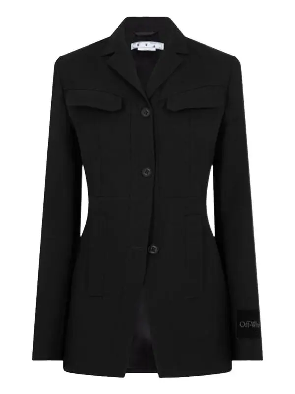 Off-White V-neck Suit Coat - Black