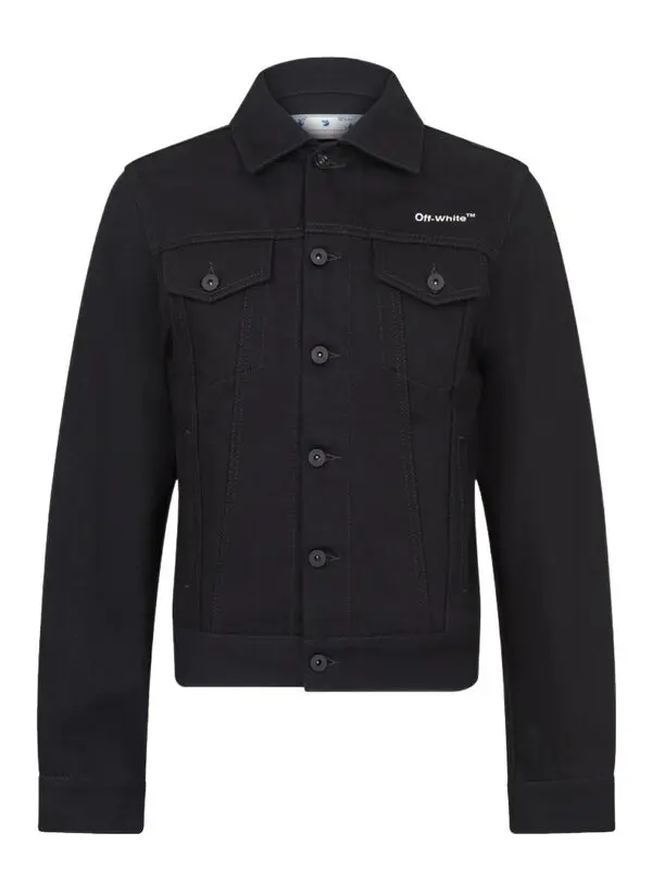 Off-White Logo Denim Coat - Black