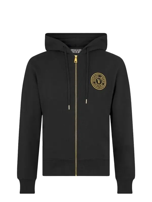 Versace Zippered Hooded Sweatshirt - Black