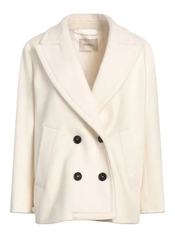 MAXCO. Max&co. Double Breasted Woolen Coat - Ivory