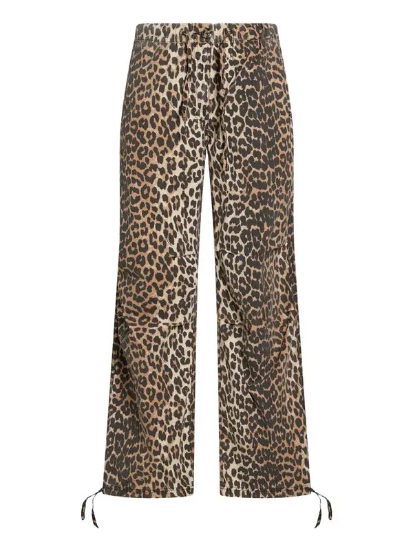 GANNI Leopard Print Trousers - Brown