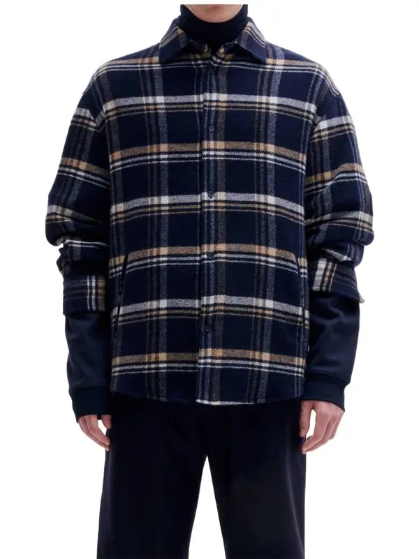 DARKPARK Keanu Cashmere Wool Check Shirt - Black