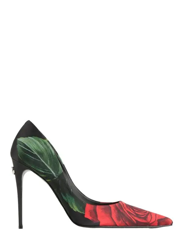 Dolce & Gabbana Pointed-toe Floral Stiletto Heels - Black