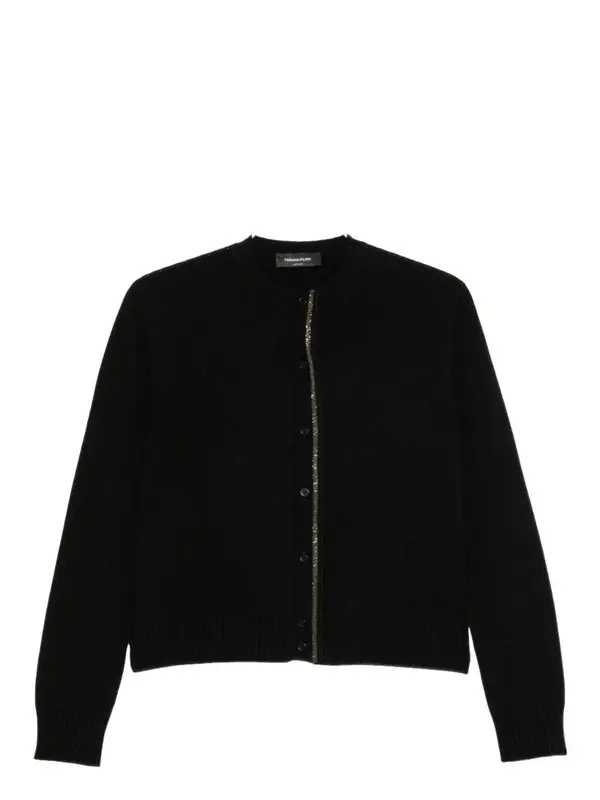 Fabiana Filippi Crew Neck Cardigan With Metallic Trim - Black
