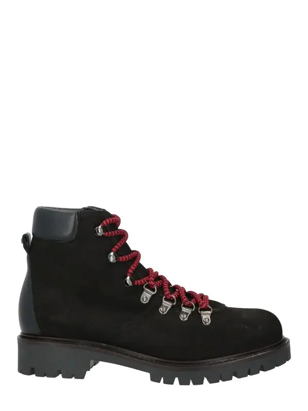 Max Mara Cowhide Lace-up Hiking Boots - Black