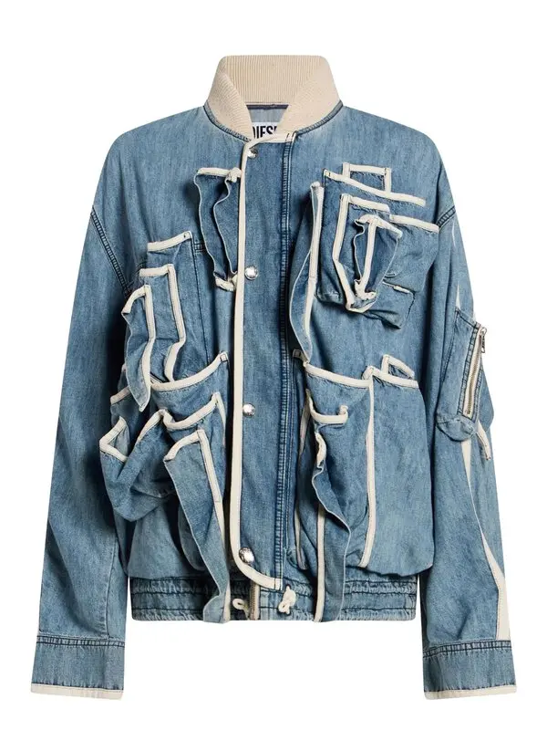 DIESEL® Oversized Denim Bomber Jacket - Blue