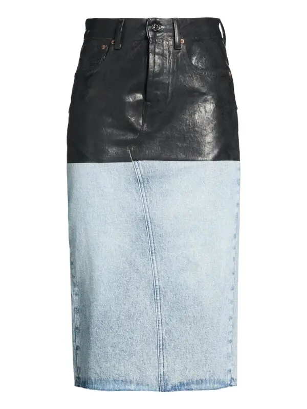 MAISON MARGIELA Two-tone Denim Midi Skirt - Blue