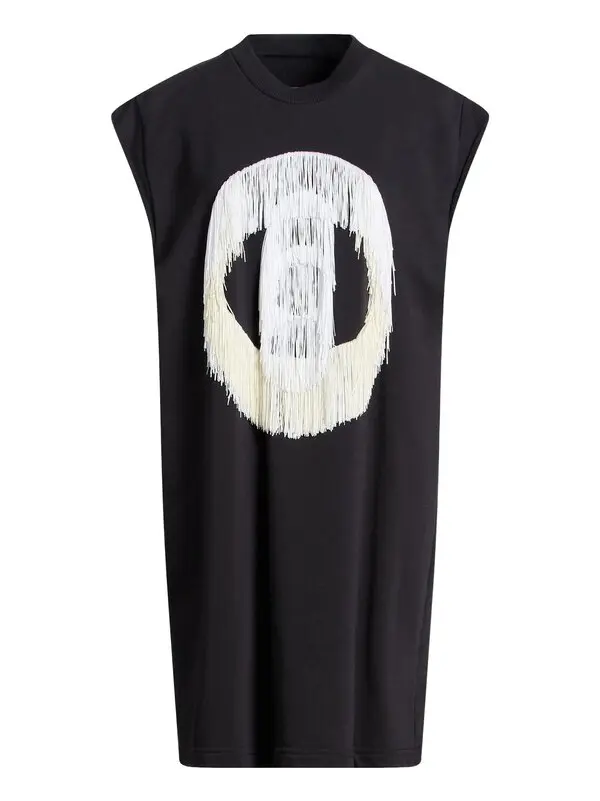 MAISON MARGIELA French Terry Sleeveless T-shirt Dress With Fringe Detail - No