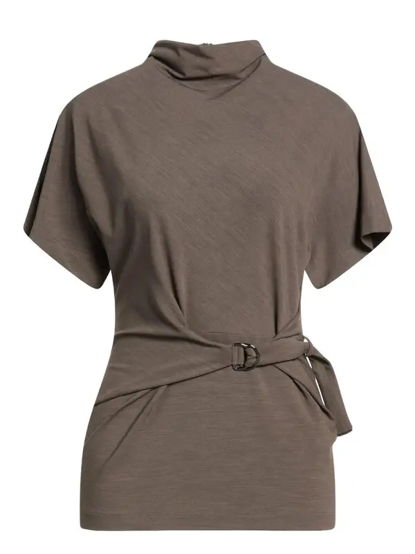 Brunello Cucinelli Short Sleeve Crewneck Top With Belt - Green