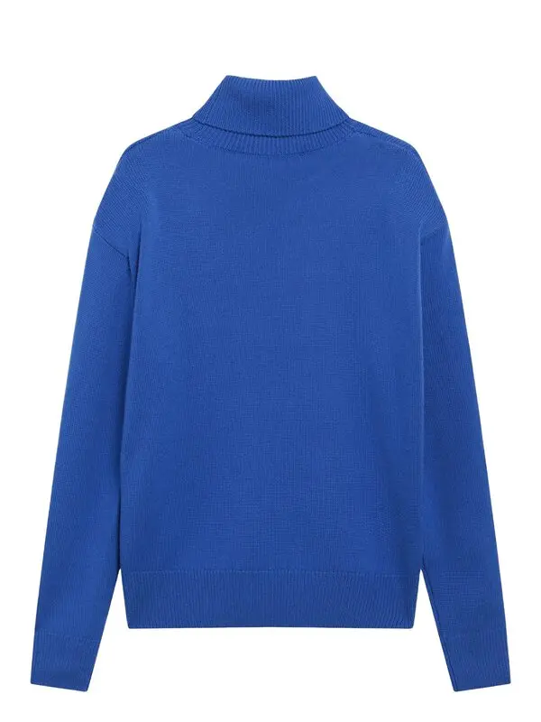 THE FRANKIE SHOP Turtleneck Sweater With Shoulder Pads And Long Sleeves - Blue