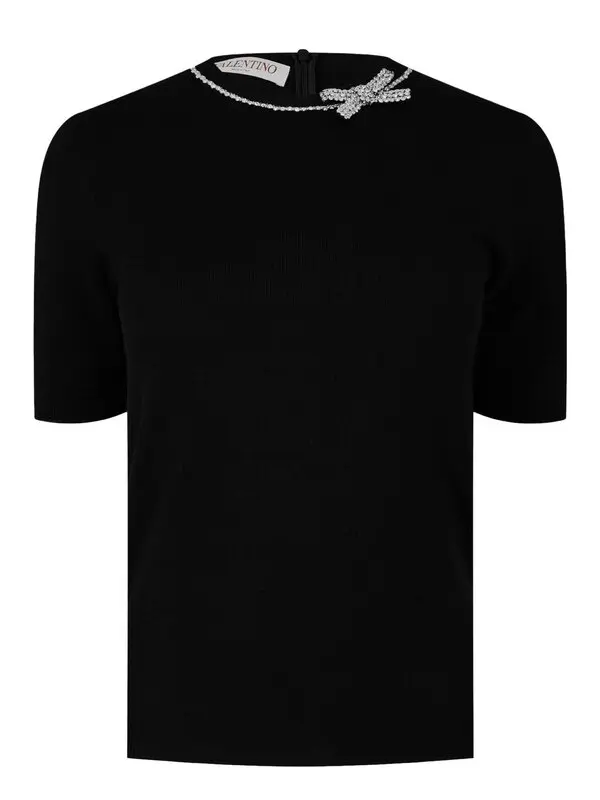 Valentino Garavani Short-sleeved Wool Shirt With Embroidery - Black