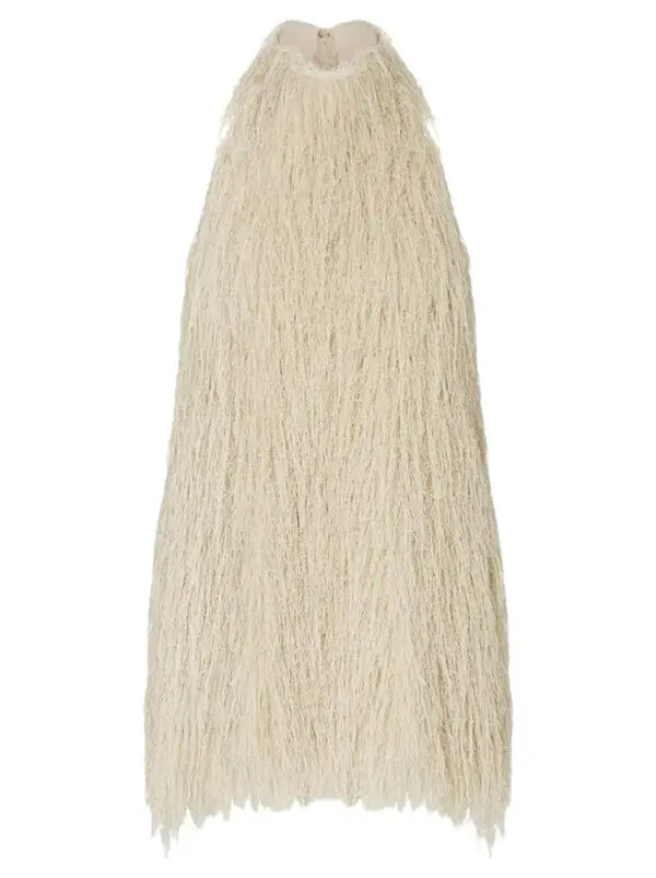 Liu Jo Short Fringed Halterneck Dress - Cream