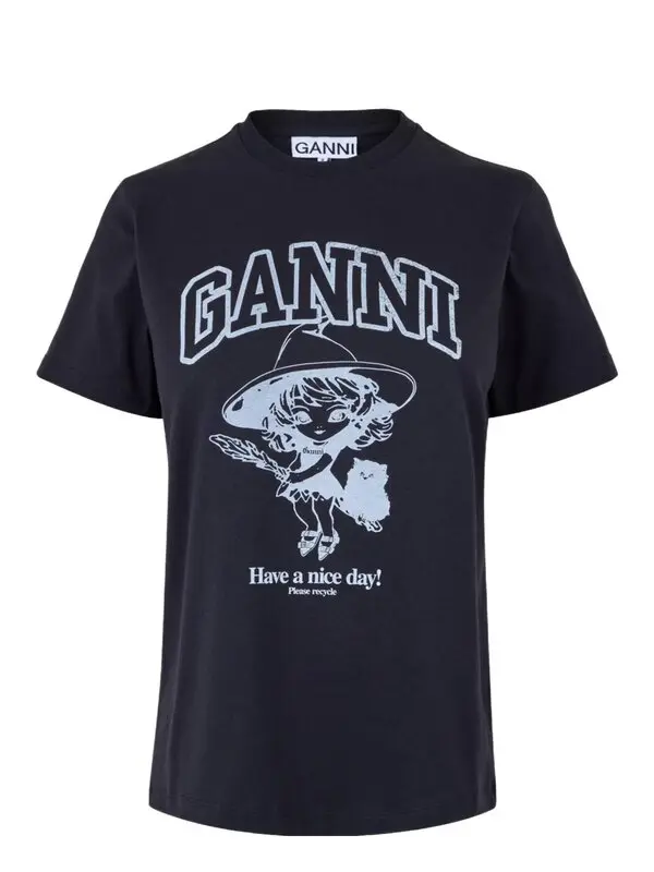 GANNI Graphic T-shirt - Black